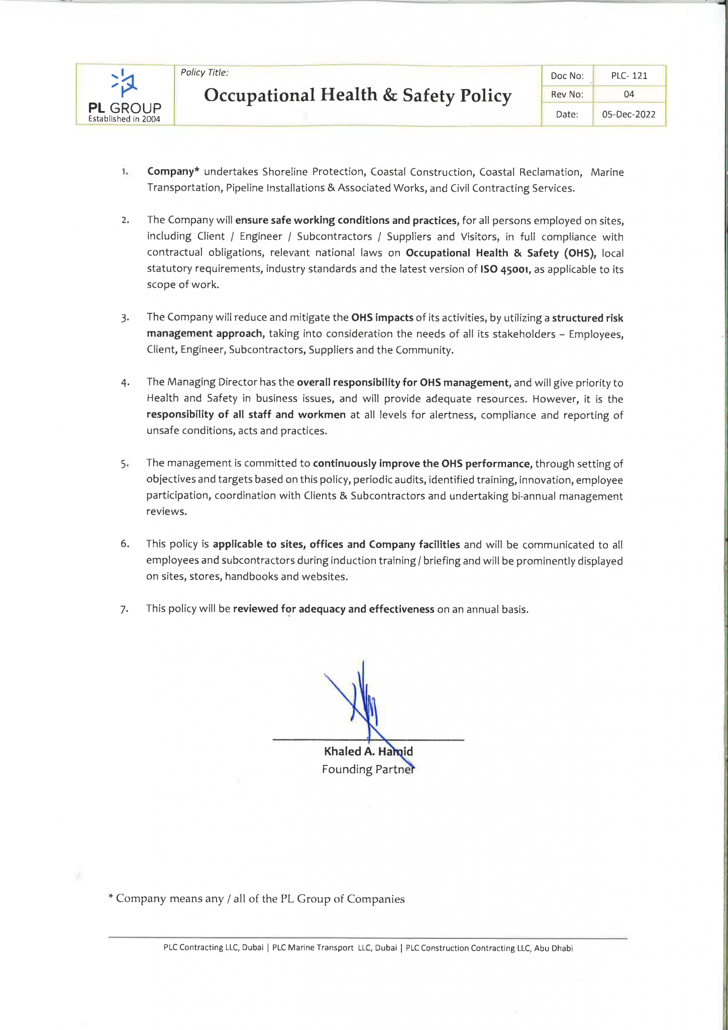 ISO Certifications – PL Group