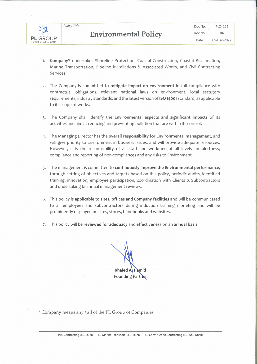 ISO Certifications – PL Group